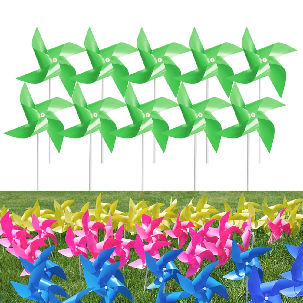 Tsocent 100 Pcs Pinwheels, Light Green Color Toy Wind Spinners and ...