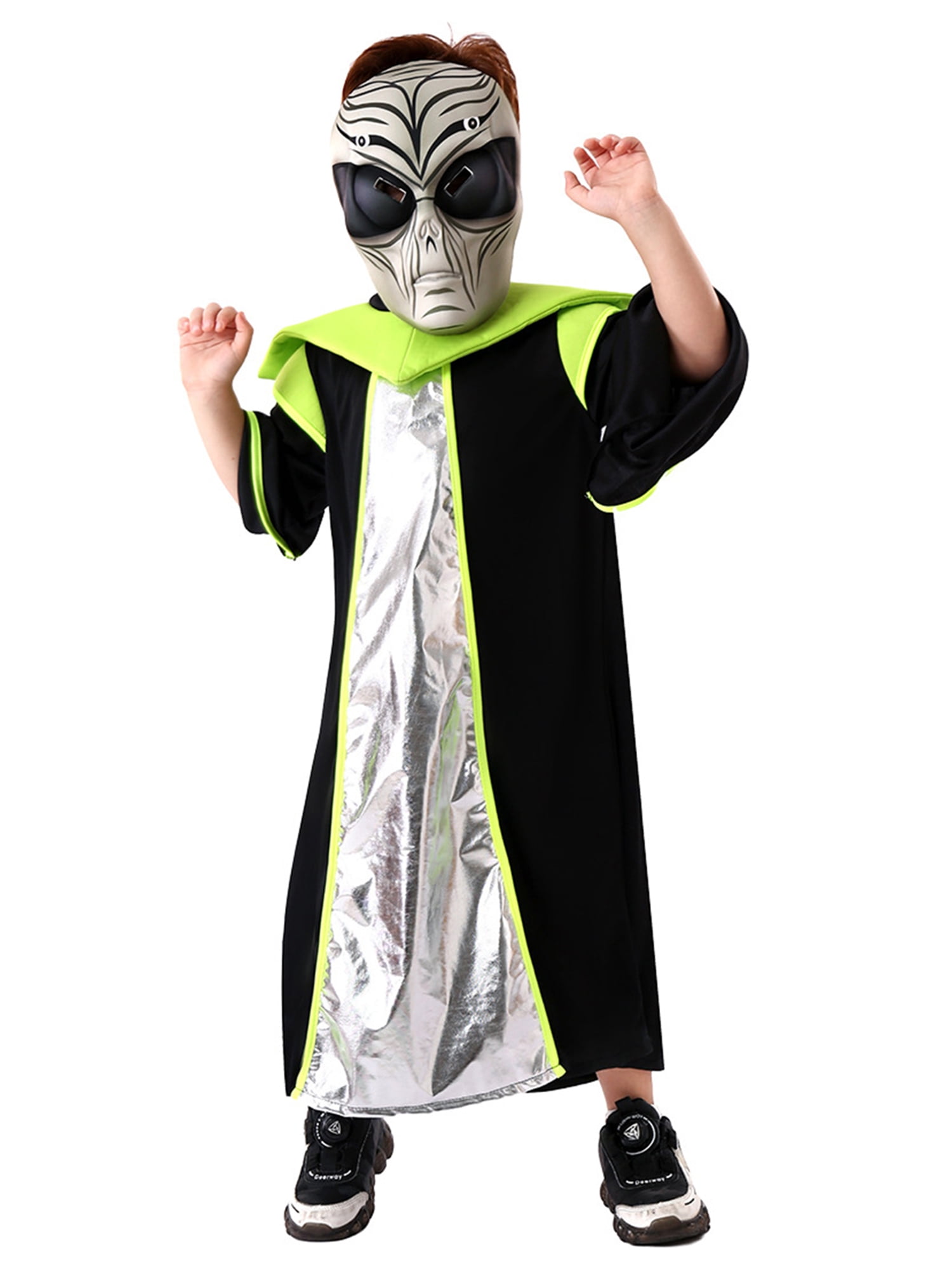Tsseiatte Halloween Alien Costume for Kids Long Sleeve Robe Face ...