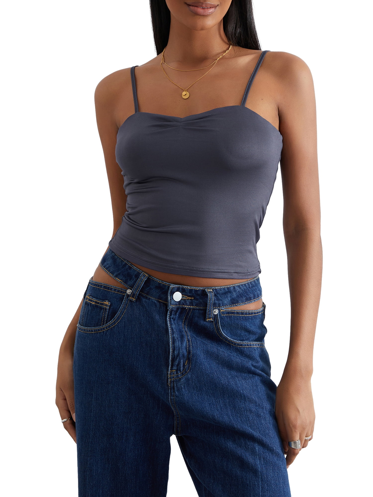 Tsseiatte Women Camisole Sleeveless Tops Backless Solid Slim Fit
