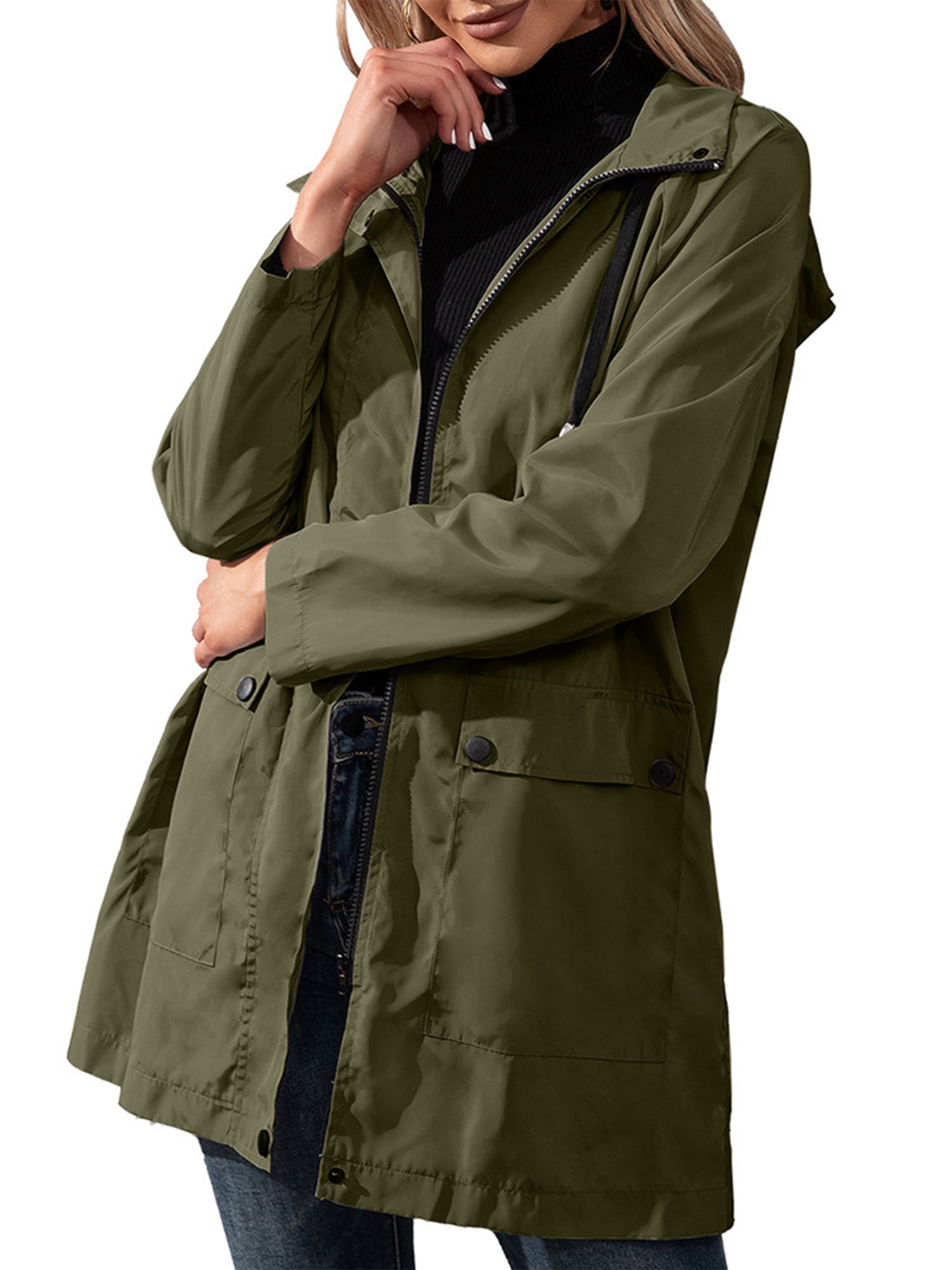 Tsseiatte Women Light Rain Jacket Waterproof Active Outdoor Trench ...