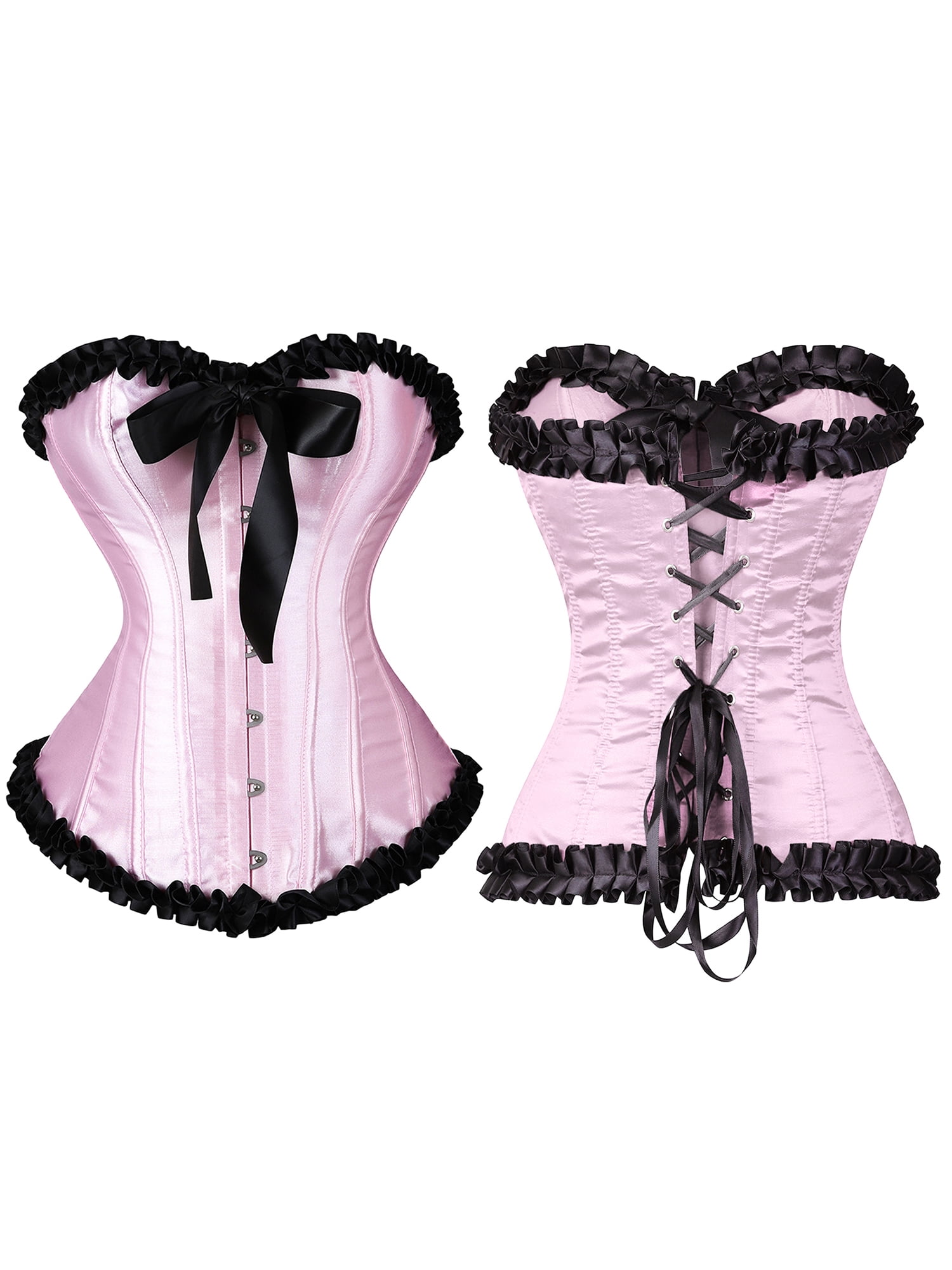 Tsseiatte Womens Slim Corset Tube Tops Contrasr Color Ruffled Front