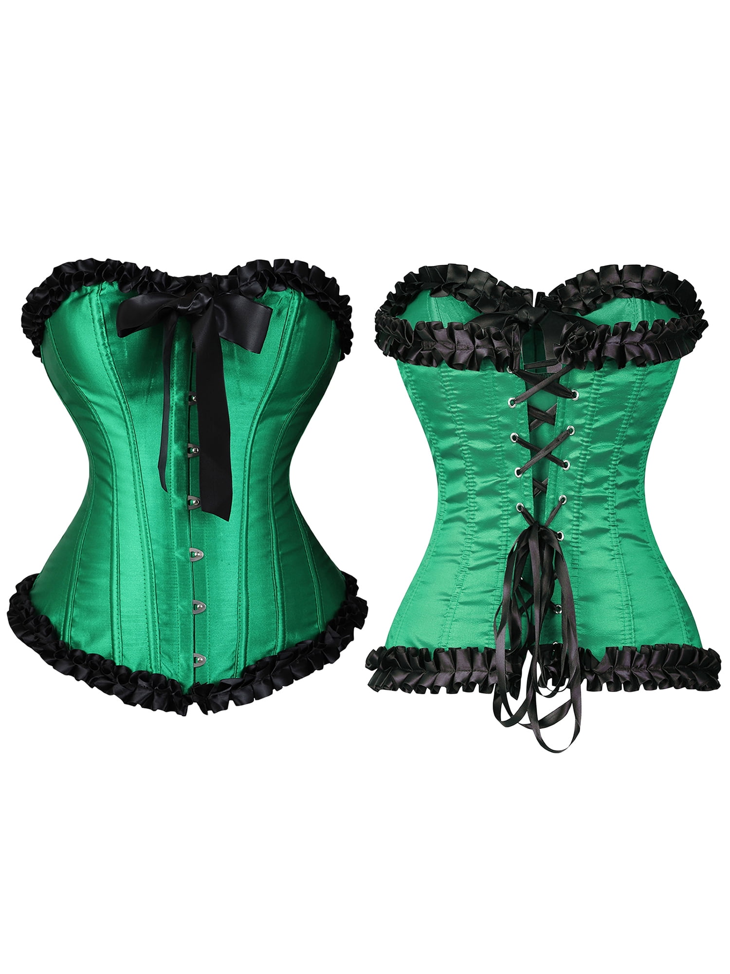 Tsseiatte Womens Slim Corset Tube Tops Contrasr Color Ruffled Front