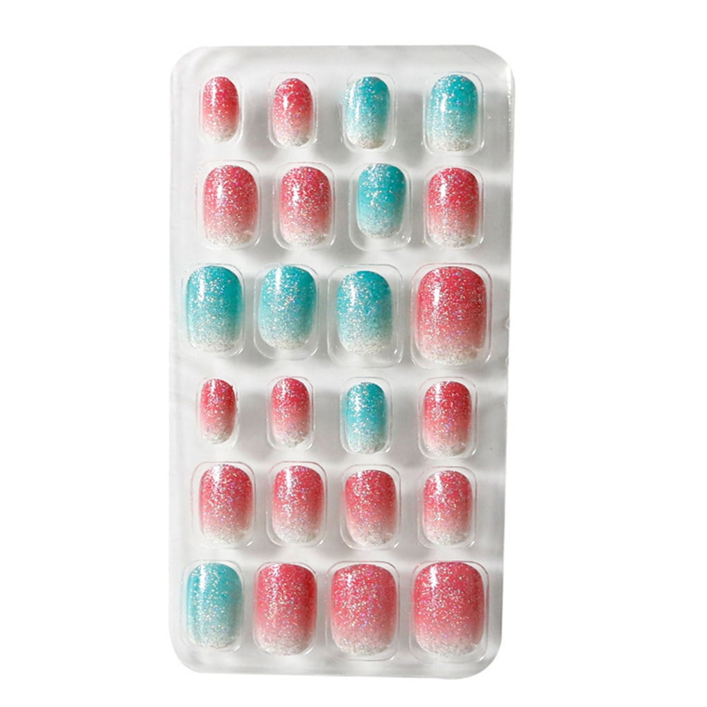 Tssuoun 1 Kit Children Nails Medium Length Files Matte Press on Stick ...