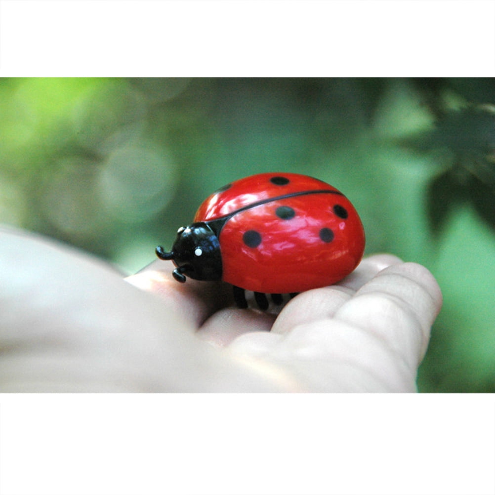 Tssuoun Mini Plastic Battle Bugs Toys For Cats Realistic Ladybug ...