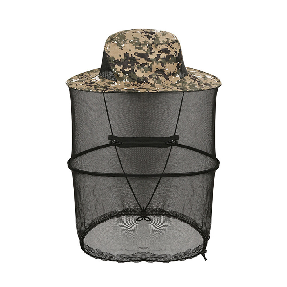 Tssuoun Mosquito Head Net Hat Anti-Mosquito Hat Cap Adjustable Folding ...