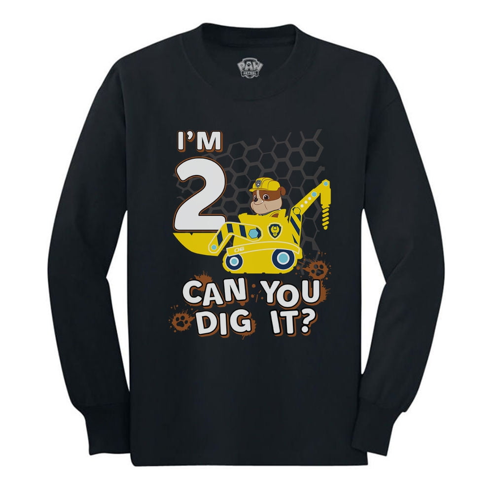 Tstars 2nd Birthday Paw Patrol Rubble Tractor T-Shirt - Perfect Gift ...