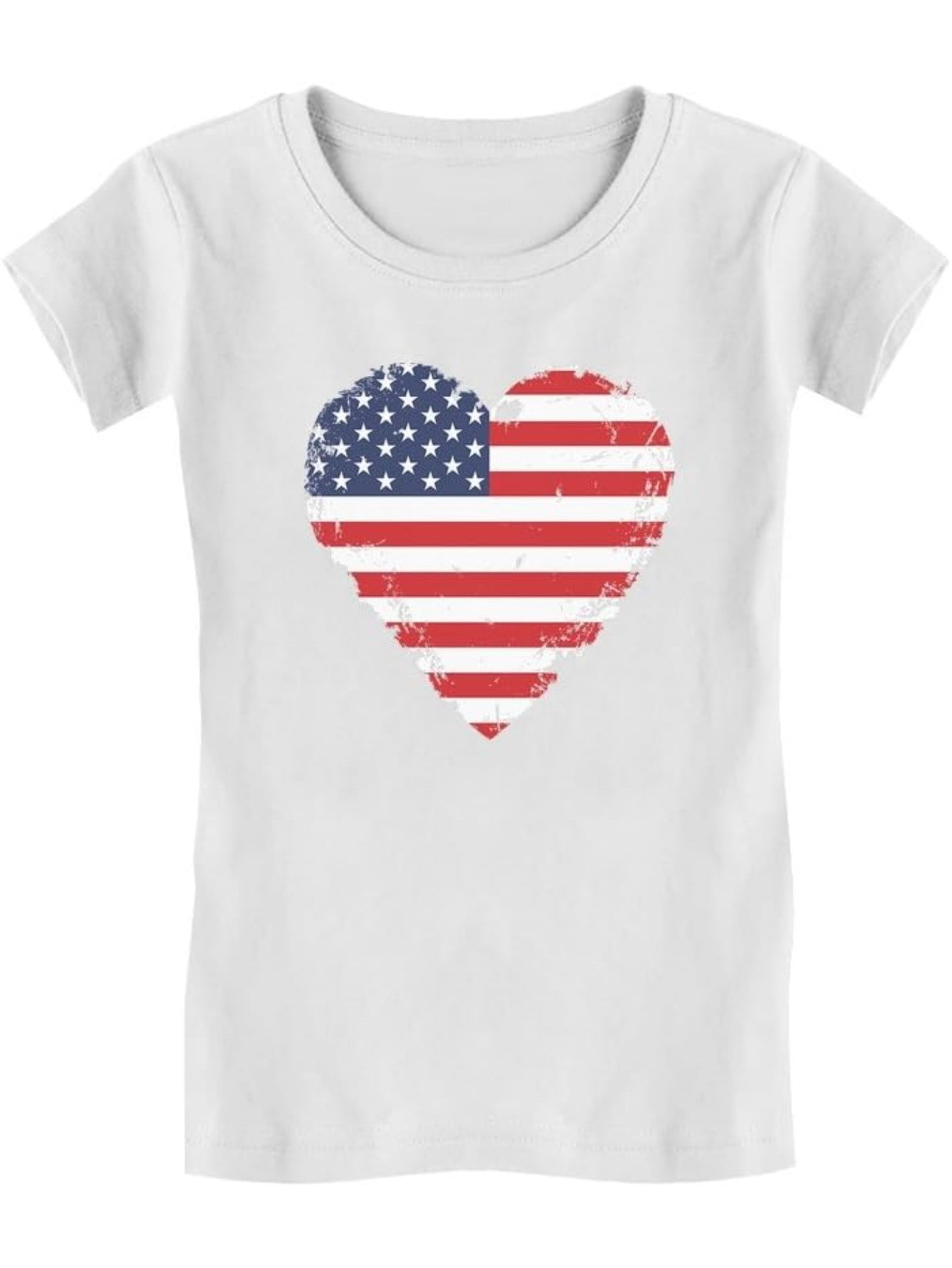 Tstars American Heart Flag Girls 4th of July Shirt | Patriotic Kids ...