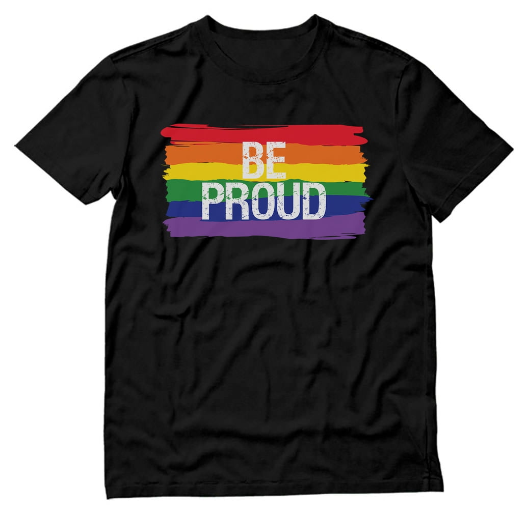 Tstars Be Proud LGBTQ Pride Parade Men's T-Shirt - Rainbow Flag Tee ...