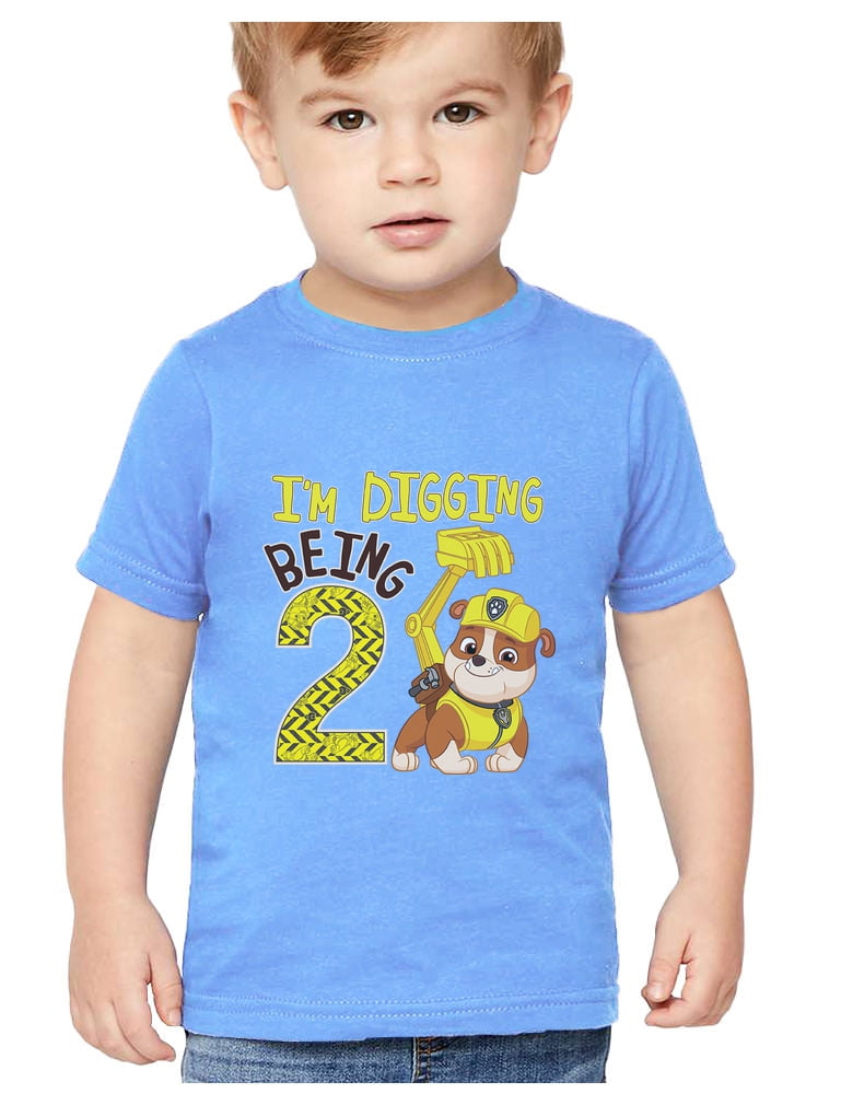 Tstars Boys Paw Patrol 2nd Birthday Shirt - Rubble Digging Themed Tee ...