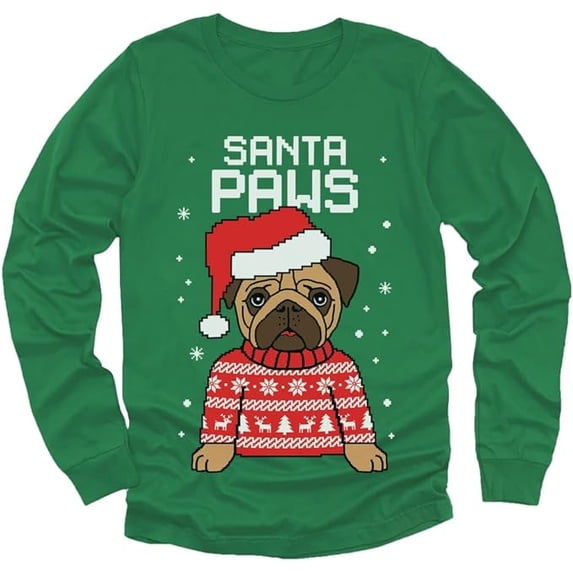 Tstars Boys Unisex Christmas T-Shirt Gift for Dog Lover Pug Fans Santa ...