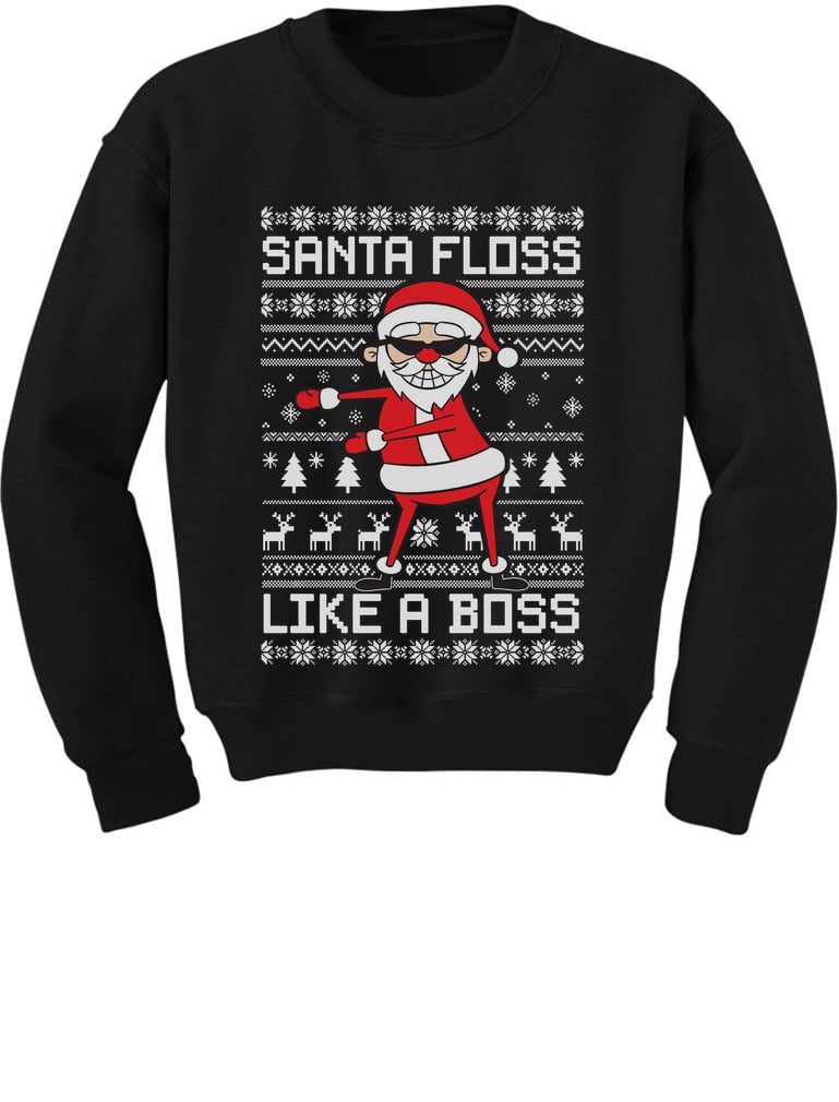 Tstars Unisex Ugly Christmas Sweater, Santa Floss Like a Boss, Great ...