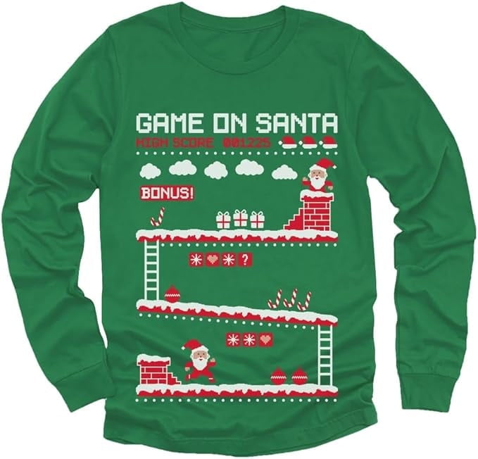 Tstars Boys Ugly Christmas Sweater Video Game Long Sleeve T-Shirt ...