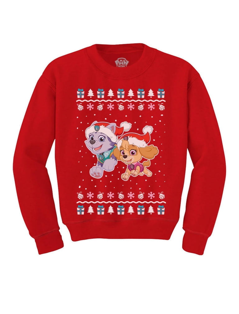 Tstars Girls Ugly Christmas Sweater Paw Patrol Skye Everest Santa Bell ...