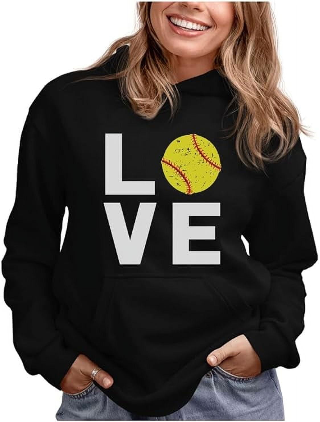 Tstars Love Softball Women's Hoodie - Ideal Birthday Gift for Softball ...