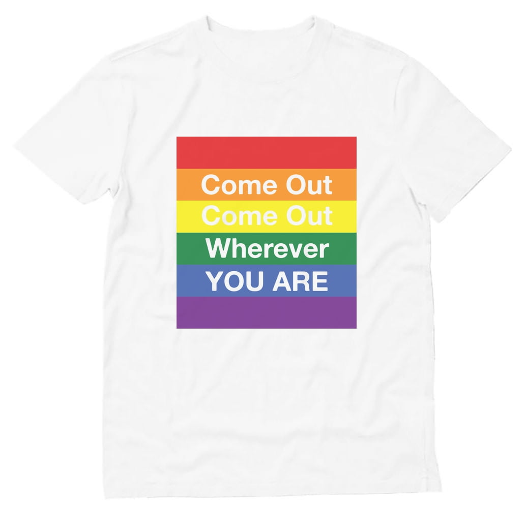 Tstars Men's 'Come Out Wherever You Are' Rainbow Heart Tee | Supportive ...