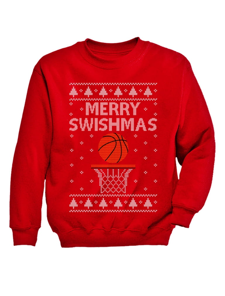 Tstars - Merry Swishmas Basketball Christmas Ugly Sweater Youth Kids ...