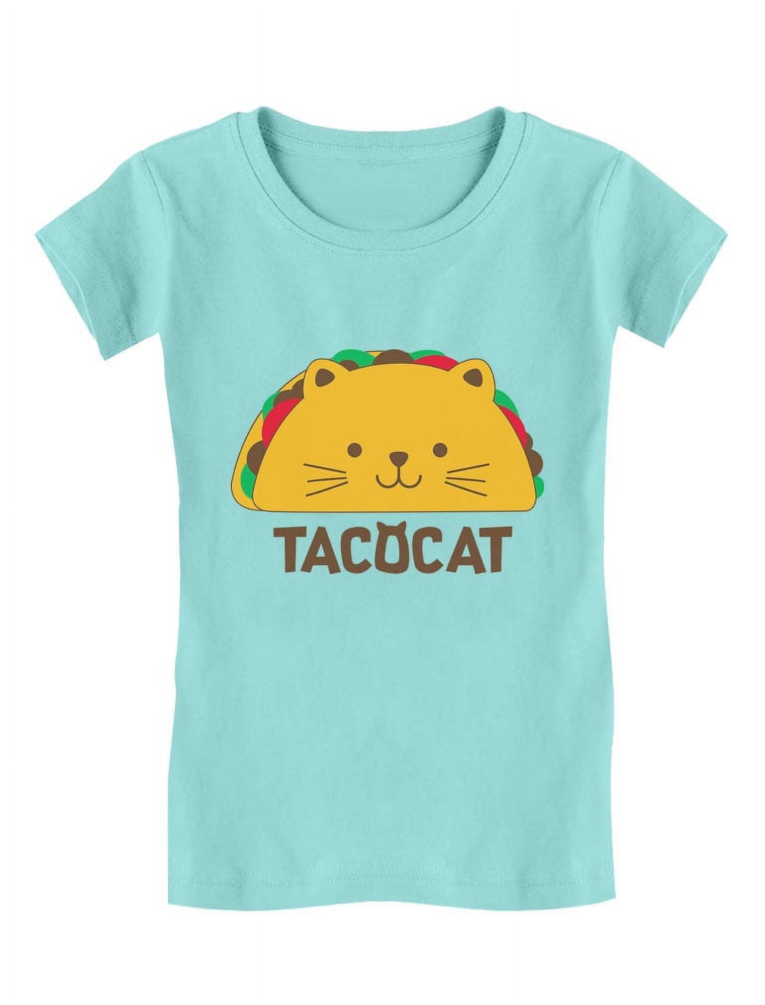 Tstars TacoCat Girls' Fitted T-Shirt - Fun Palindrome & Feline Design ...