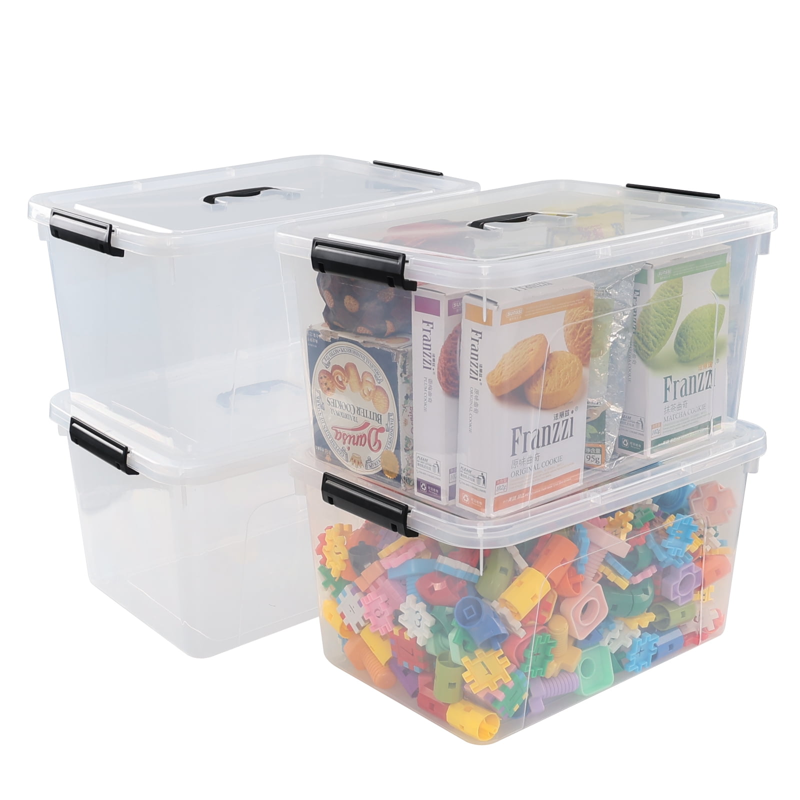 Tstorage 20-Quart Plastic Bins with Lid, Clear Plastic Boxes with ...