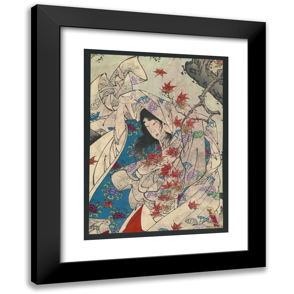 Tsukioka Yoshitoshi 11x14 Black Modern Framed Museum Art Print Titled - Momijigari (1880 ...
