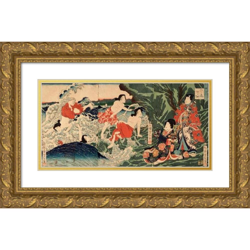Tsukioka Yoshitoshi 18x11 Gold Ornate Wood Frame and Double Matted ...