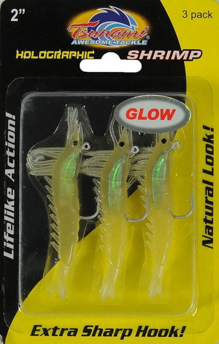 Tsunami Shrimp Softbait - Glow 3 Pack - Folsom Fishing Lures - Walmart.com