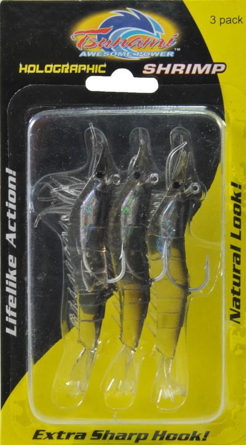 Tsunami 3" Holographic Shrimp Softbait, Smoke, 3 Count - Walmart.com