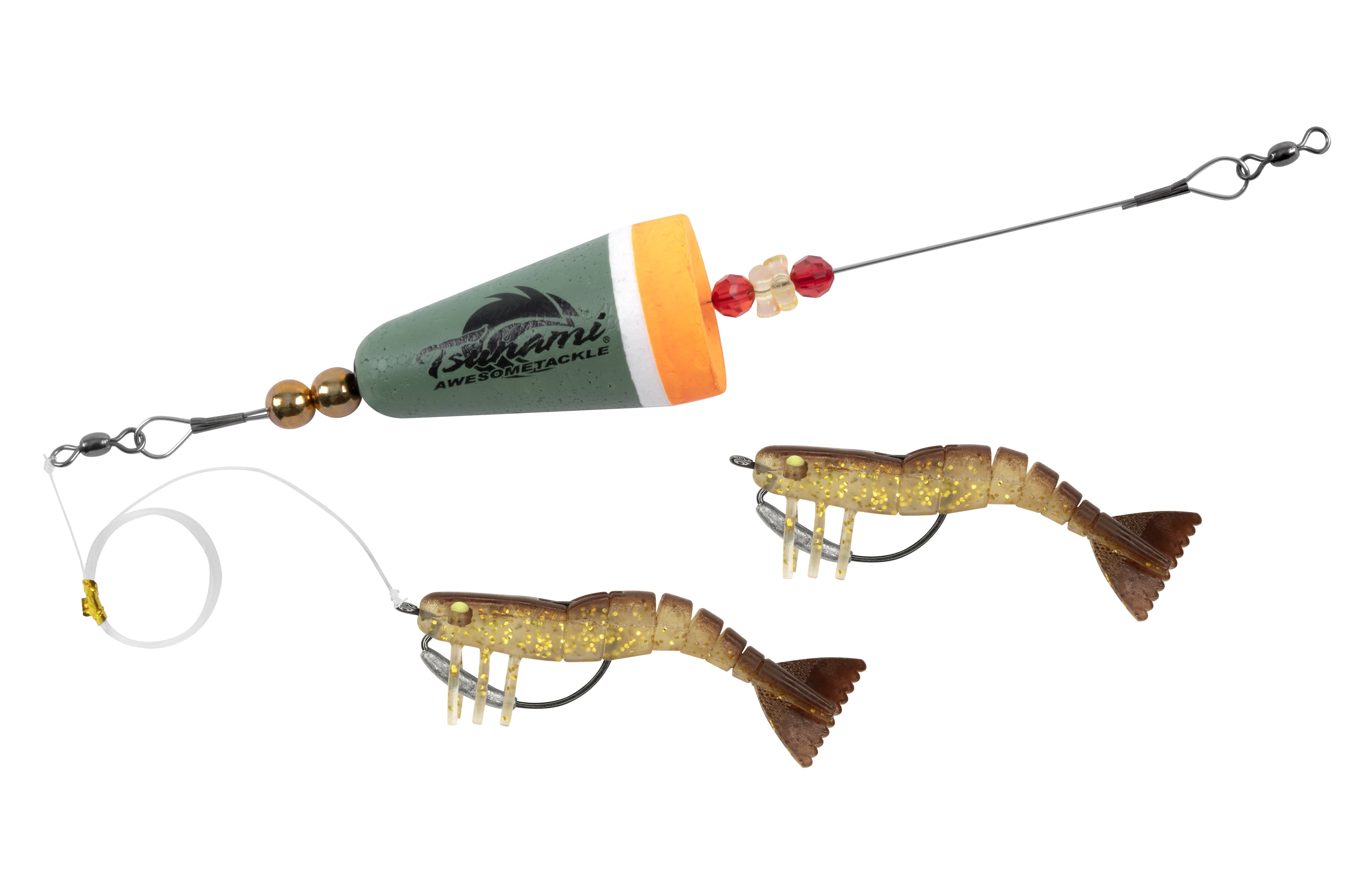 Tsunami 3" Tough Tail Shrimp Soft Bait Rig for Fishing, Natural ...