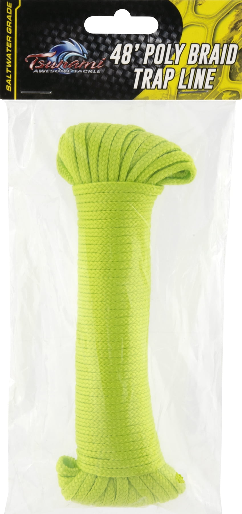 Tsunami 48' Poly Braid Crab Trap Line for Saltwater Fishing, Chartreuse ...