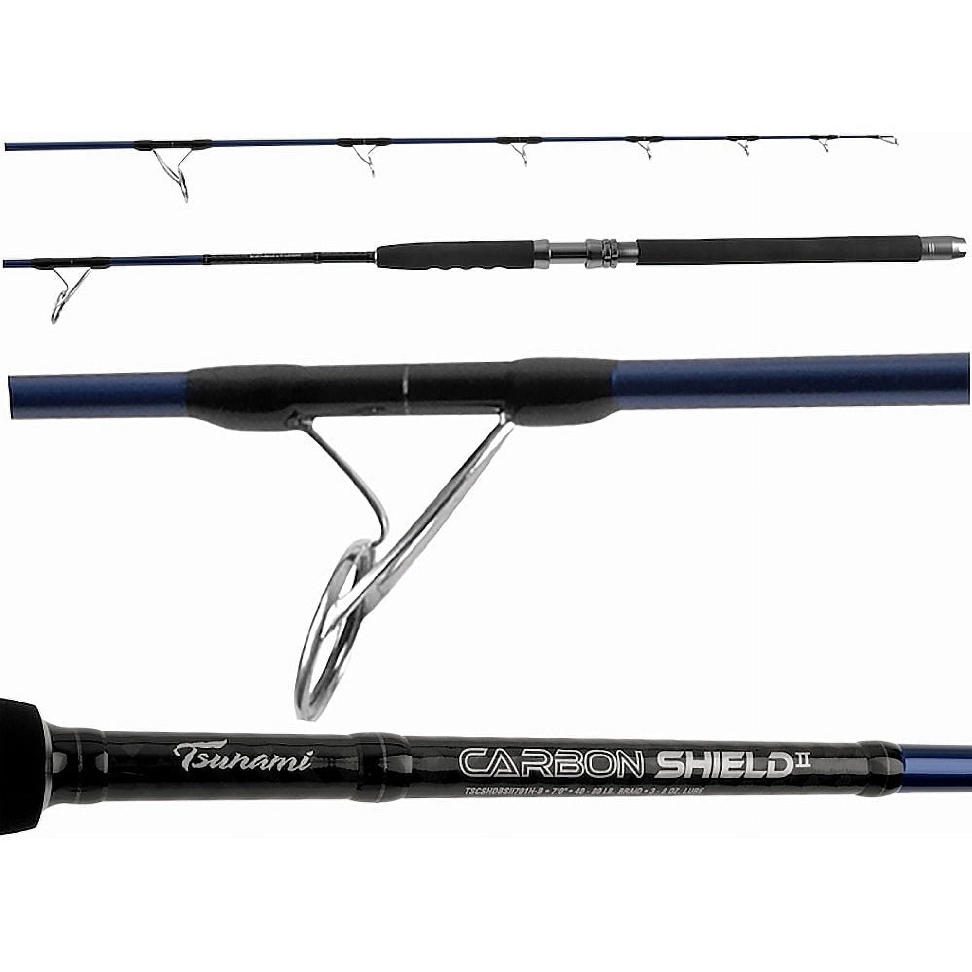 Tsunami Fishing Carbon Shield II Boat Spinning Rod with ALPS Guides and ...
