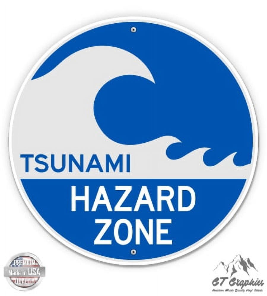 Tsunami Hazard Zone - 12" Vinyl Sticker Waterproof Decal - Walmart.com