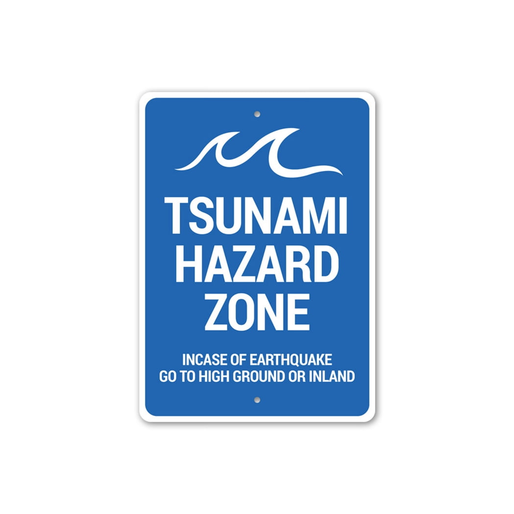 Tsunami Hazard Zone, Warning Coastal Sign, Safety Guide Sign for Beach ...