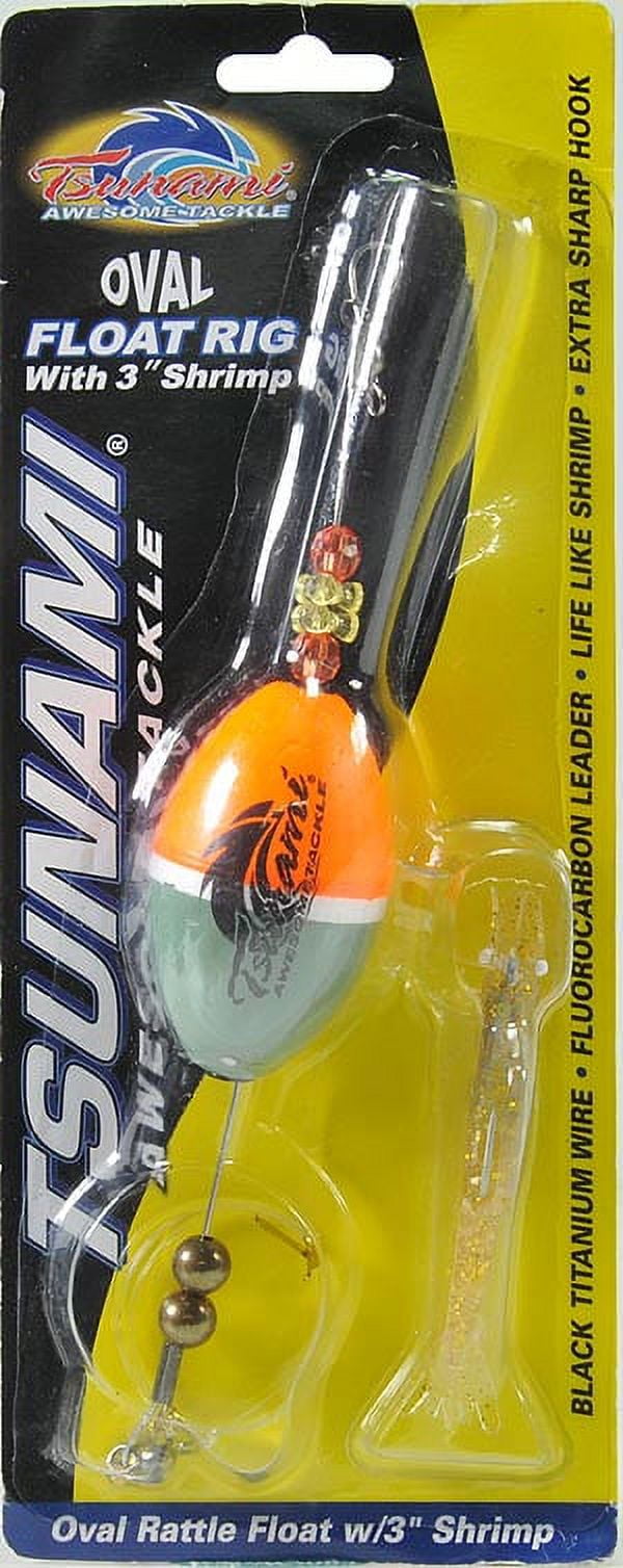 Tsunami Oval Rattle Float Rig with 3 Inch Shrimp Clear Red Fishing ...