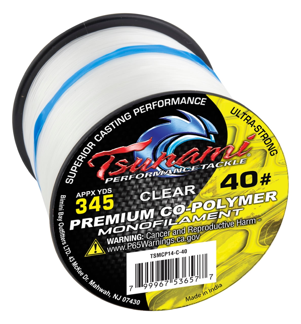 Tsunami Premium Mono Line Clear 1/4 lb Spool 40 lb Test Fishing Strong ...