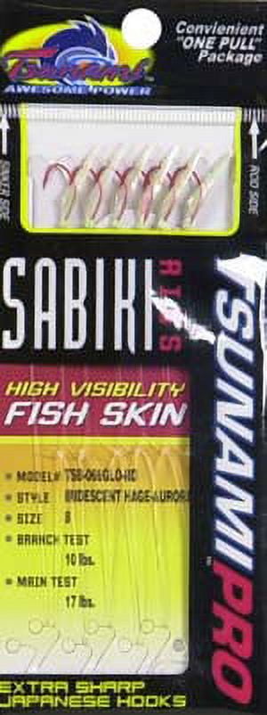 Tsunami Sabiki Rig Size 8 Red Fishing Hooks with 6 Stringers for Bait ...