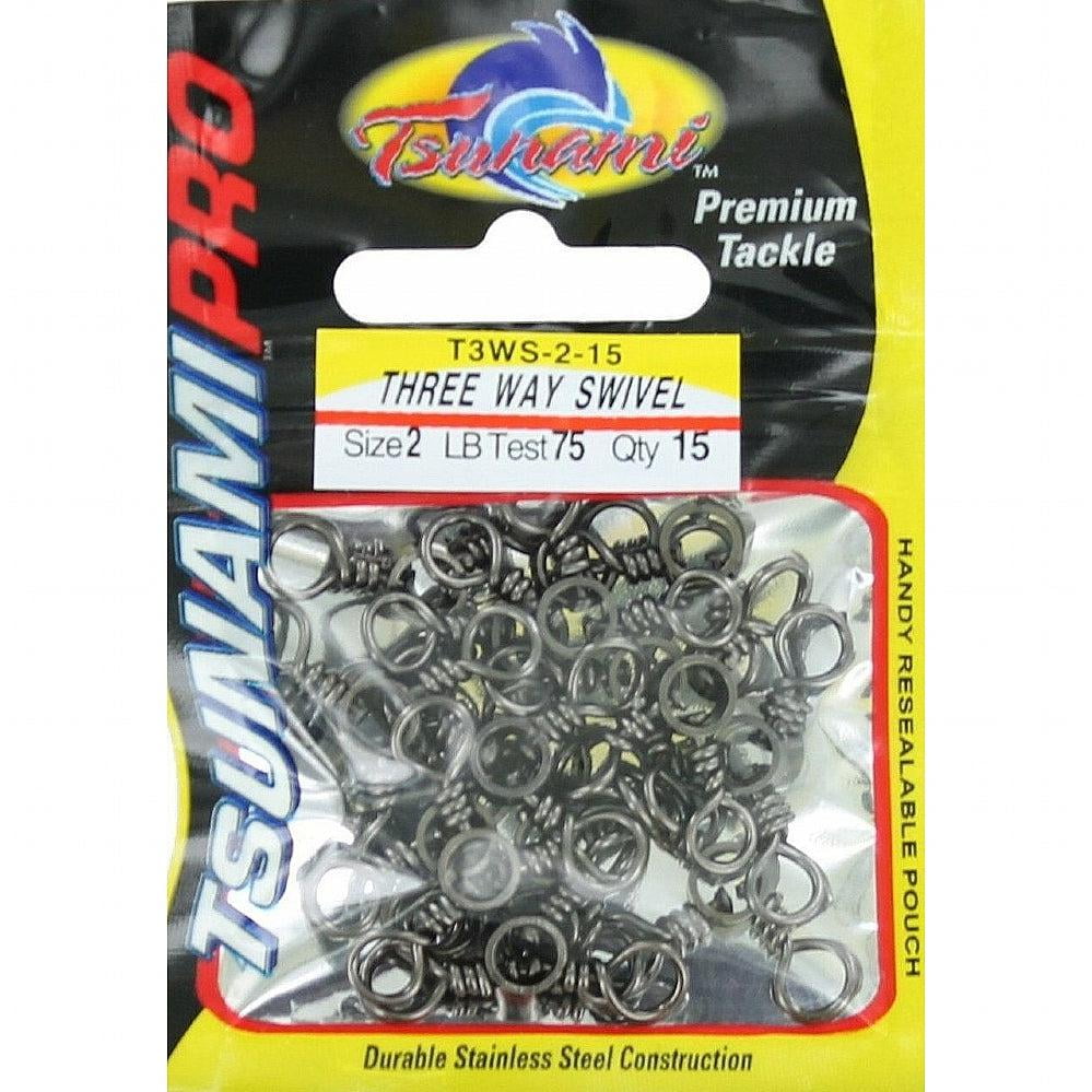 Tsunami Stainless Steel Terminal Tackle Three 3 Way Swivel 125lb Lure ...