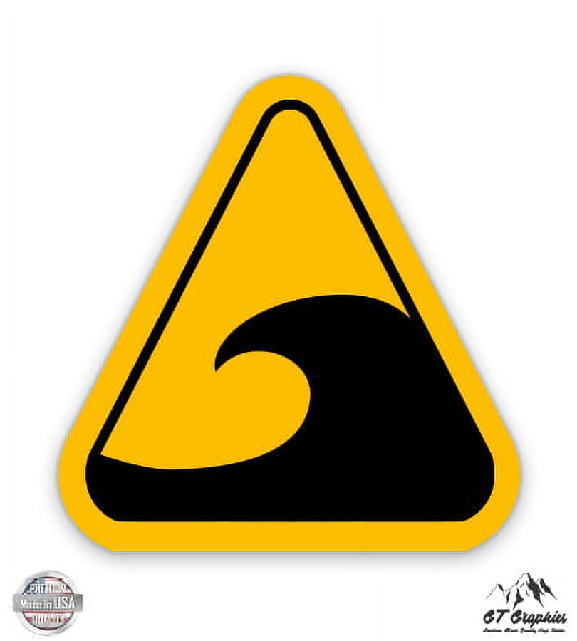 Tsunami Warning Sign - 3" Vinyl Sticker - For Car Laptop I-Pad Phone ...
