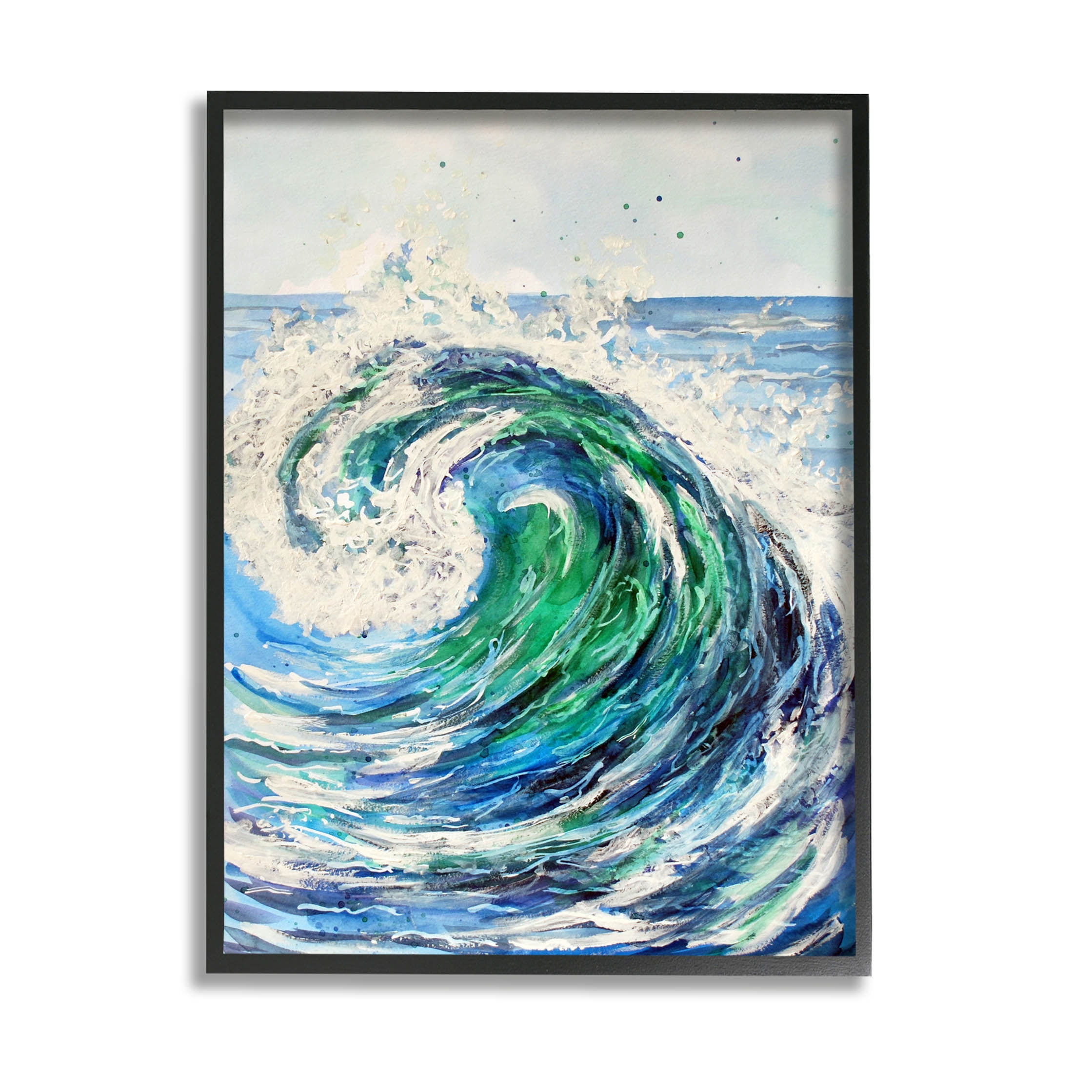 Tsunami Wave Ocean Splash Coastal Painting Black Framed Art Print Wall ...