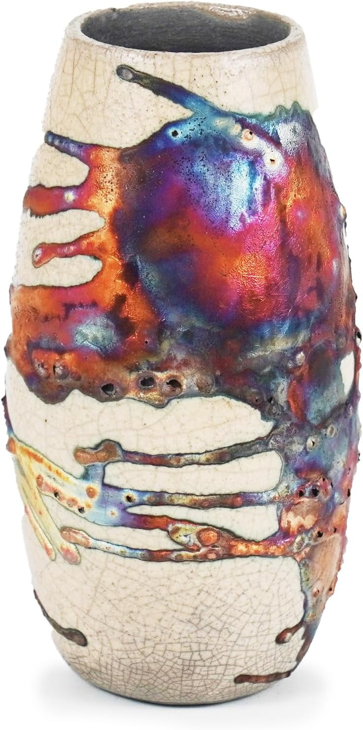 Tsuri 6 inch Handmade Ceramic Raku Vase - Pottery Gifts for Her, Boho, Gift Box, Gift for Mom ...