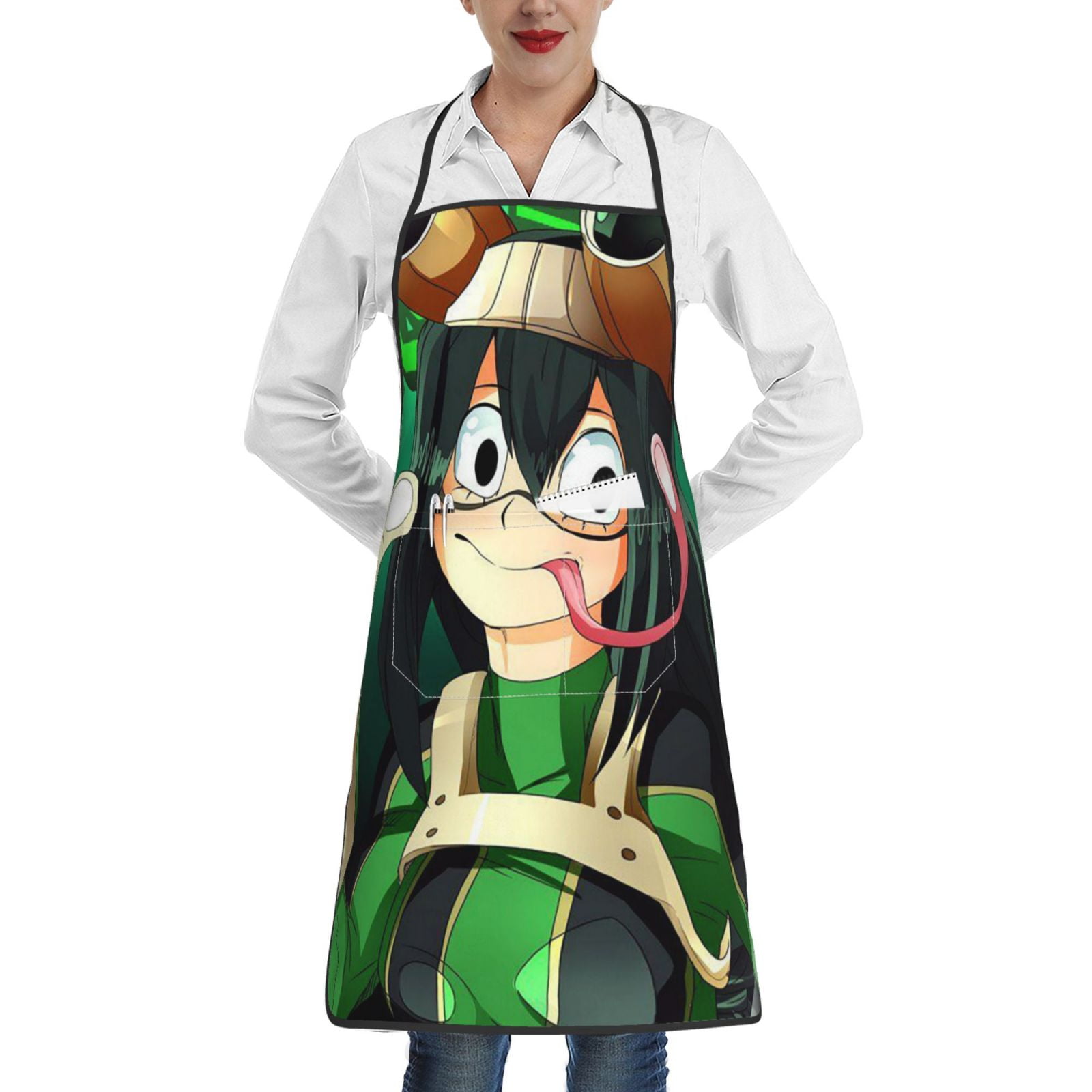 Tsuyu Asui Adjustable Bib Aprons, Waterdrop Resistant Apron with 2 ...
