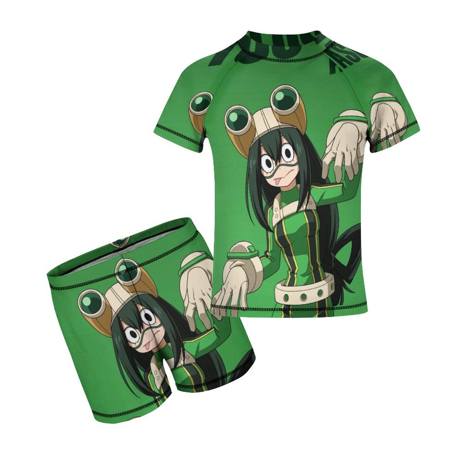 Tsuyu Asui Boys 2-Piece Swimsuit Set Bathing Suit Short Sleeve Swimwear ...