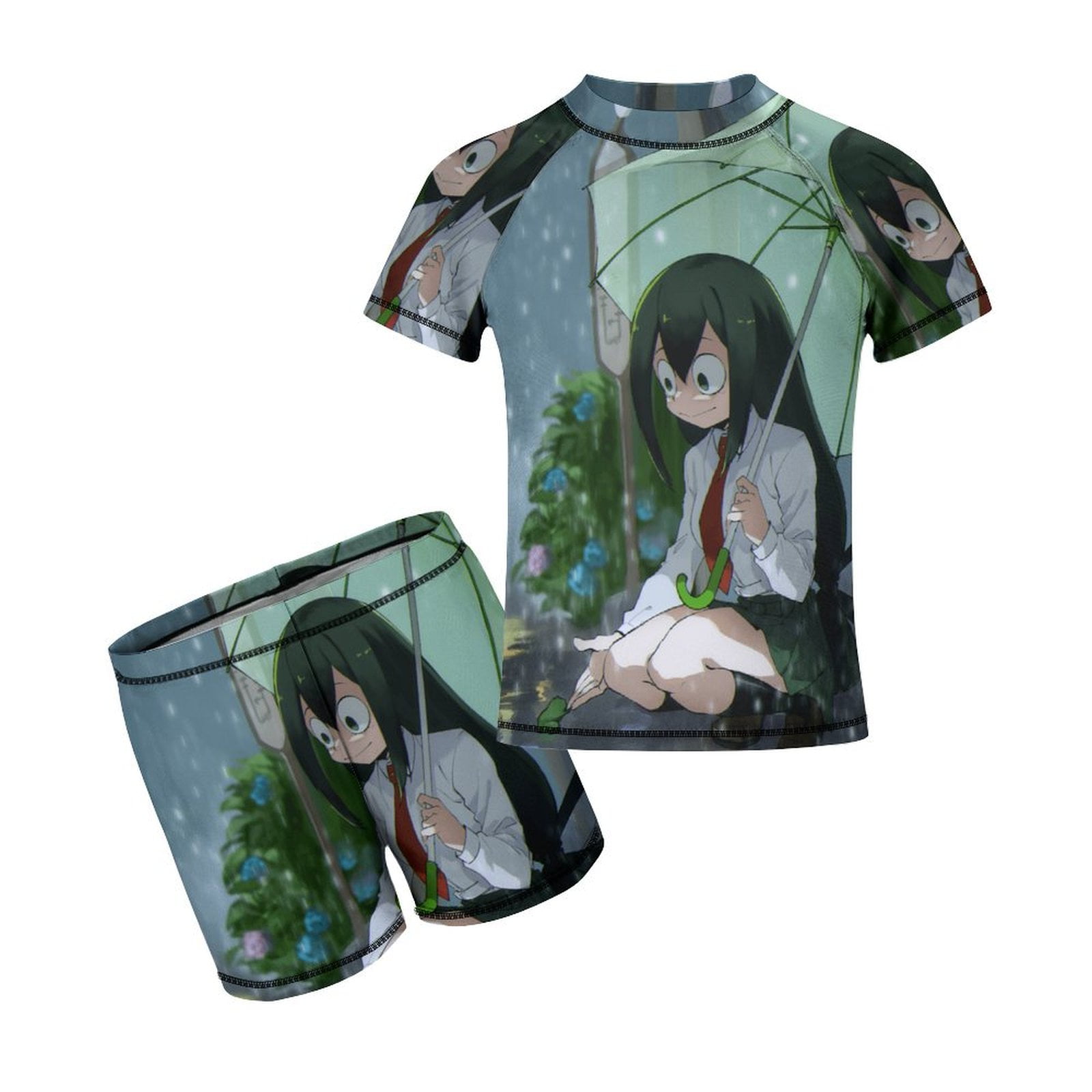 Tsuyu Asui Boys Rash Guard Set 2 Piece Swimsuits Short Sleeve Bathing ...