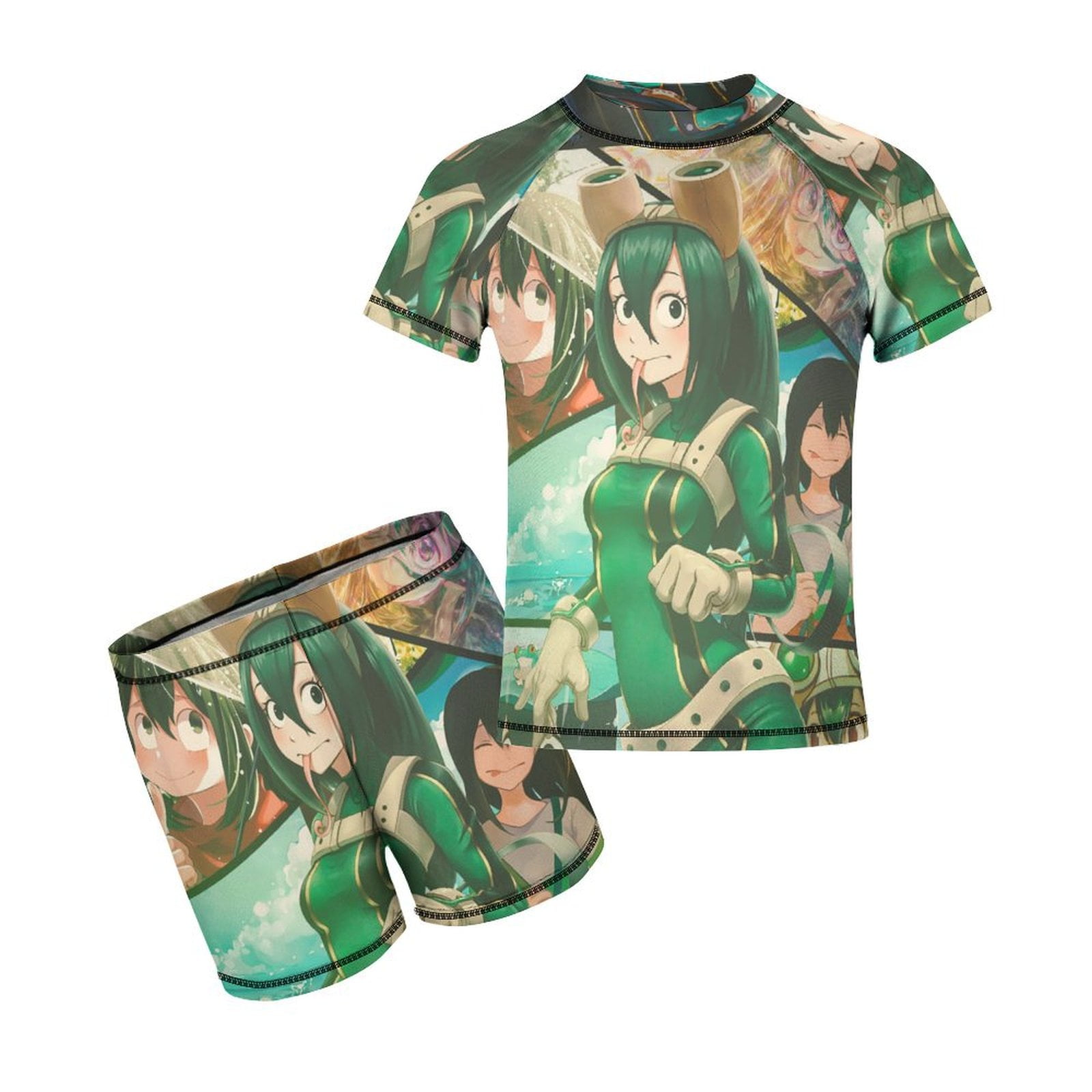 Tsuyu Asui Boys Rash Guard Set 2 Piece Swimsuits Short Sleeve Bathing ...