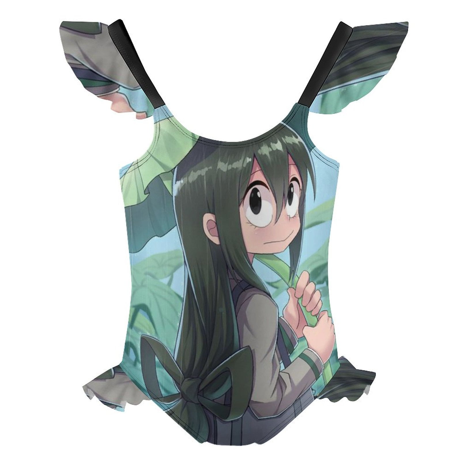 Tsuyu Asui Girls Swimsuit Ruffle One-piece Beachwear Kids Cute Swimwear ...