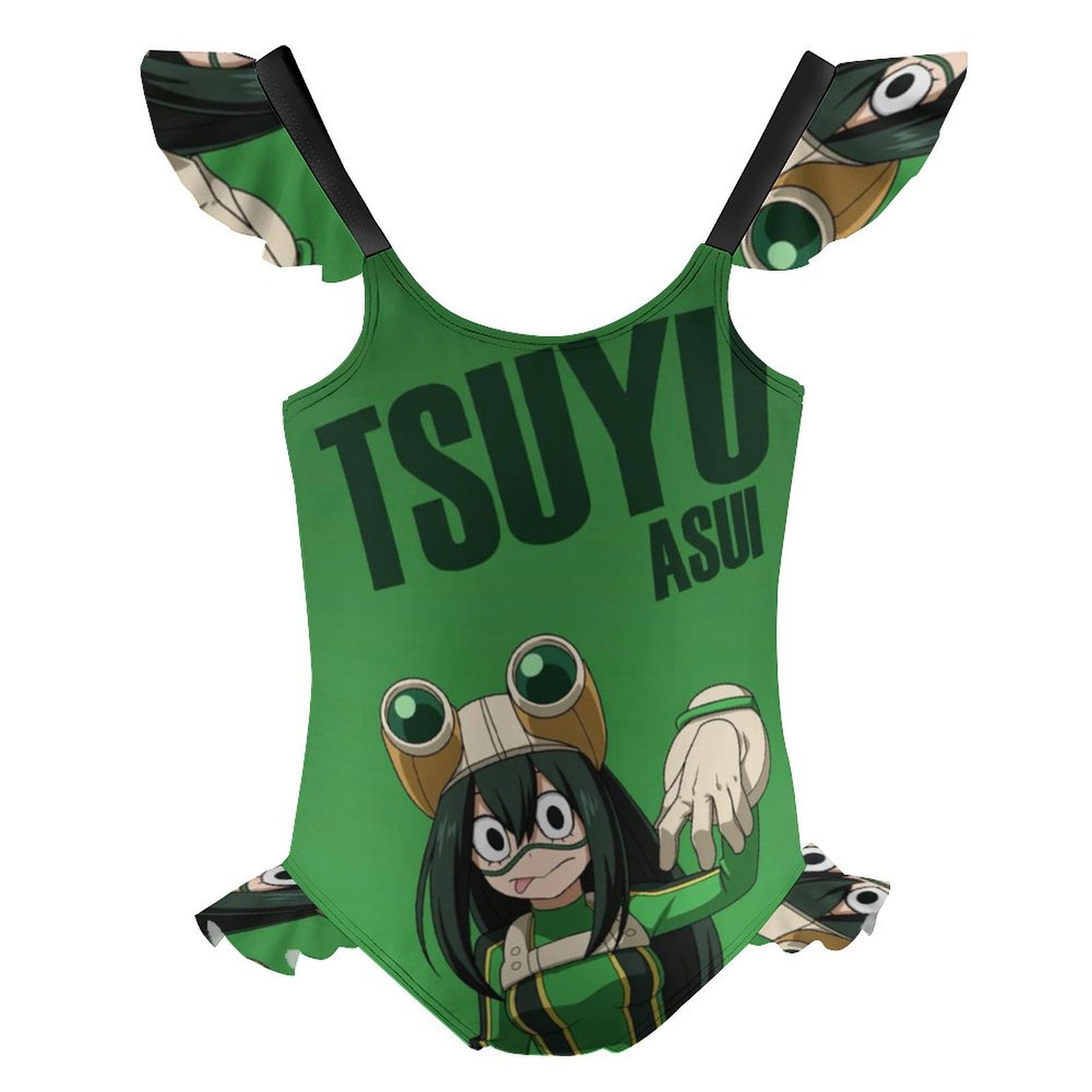 Tsuyu Asui Girls Swimsuit Ruffle One-piece Beachwear Kids Cute Swimwear ...