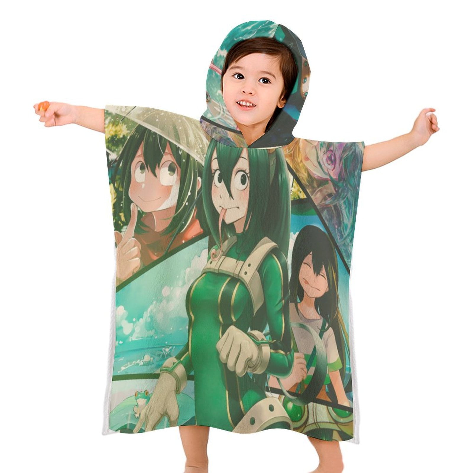 Tsuyu Asui Kids Beach Towels with Hood Soft Quick Dry Absorbent Hooded ...