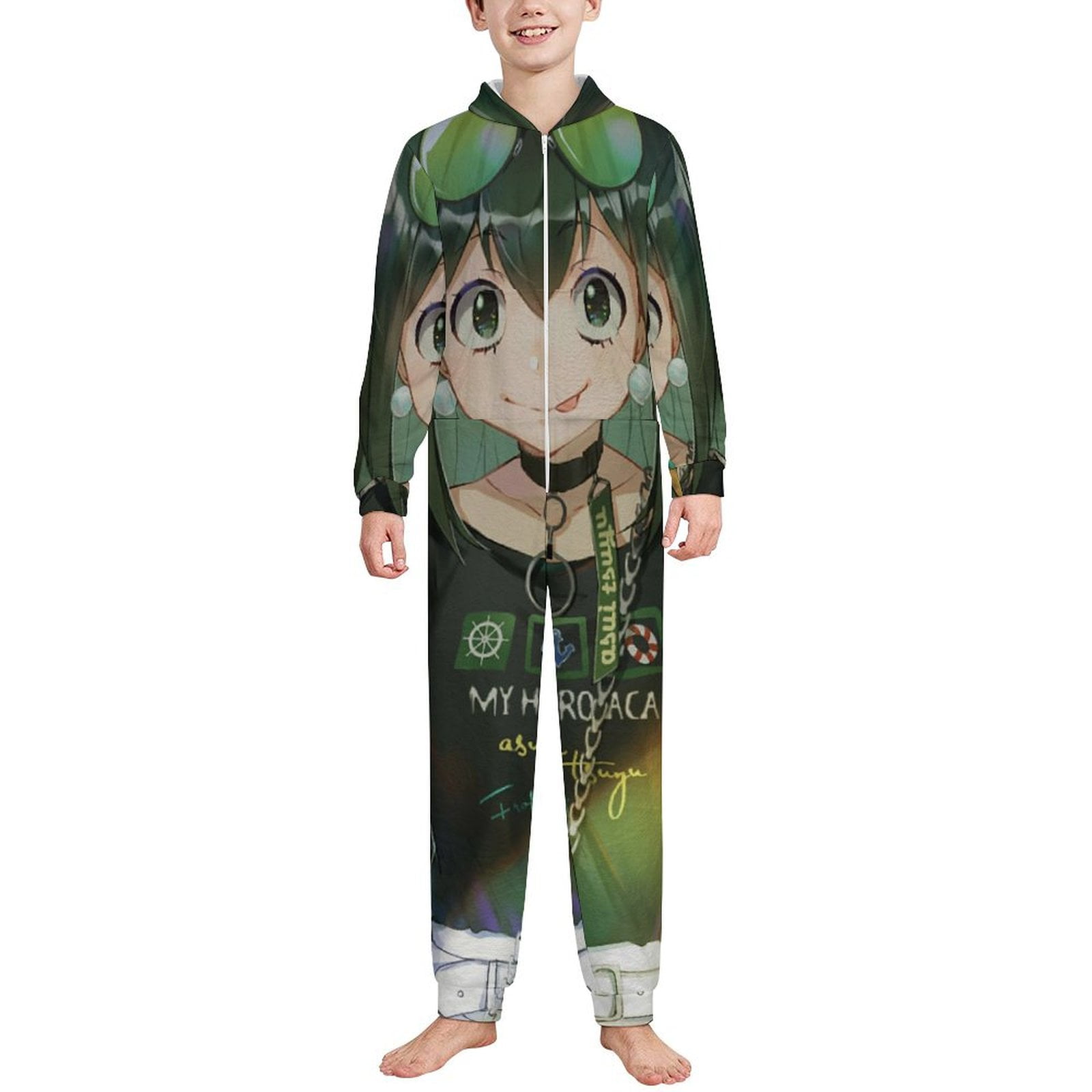 Tsuyu Asui Kids Hooded Union Suit Pajama Soft Comfy Kids PJs Sleepwear ...