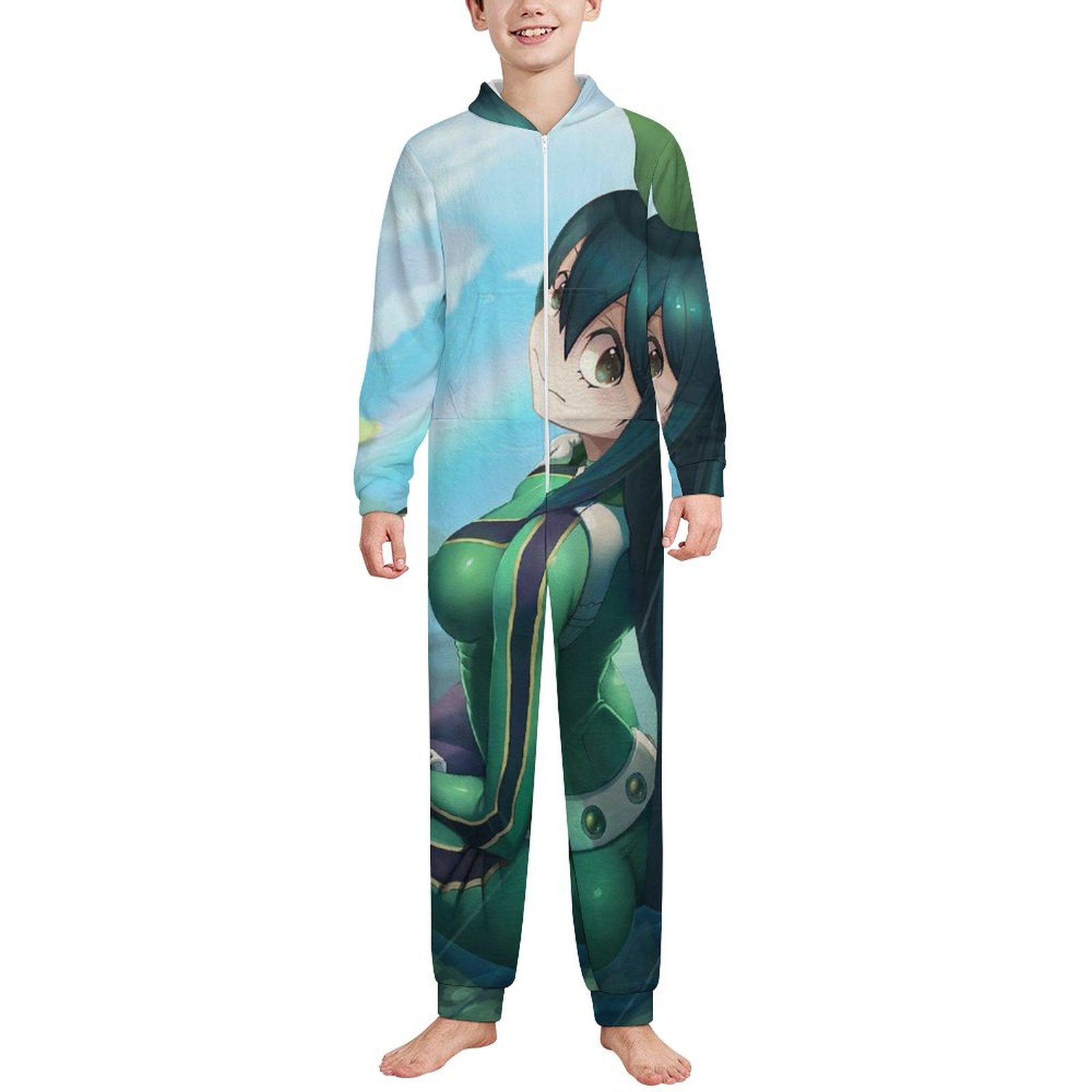 Tsuyu Asui Kids Hooded Union Suit Pajama Soft Comfy Kids PJs Sleepwear ...