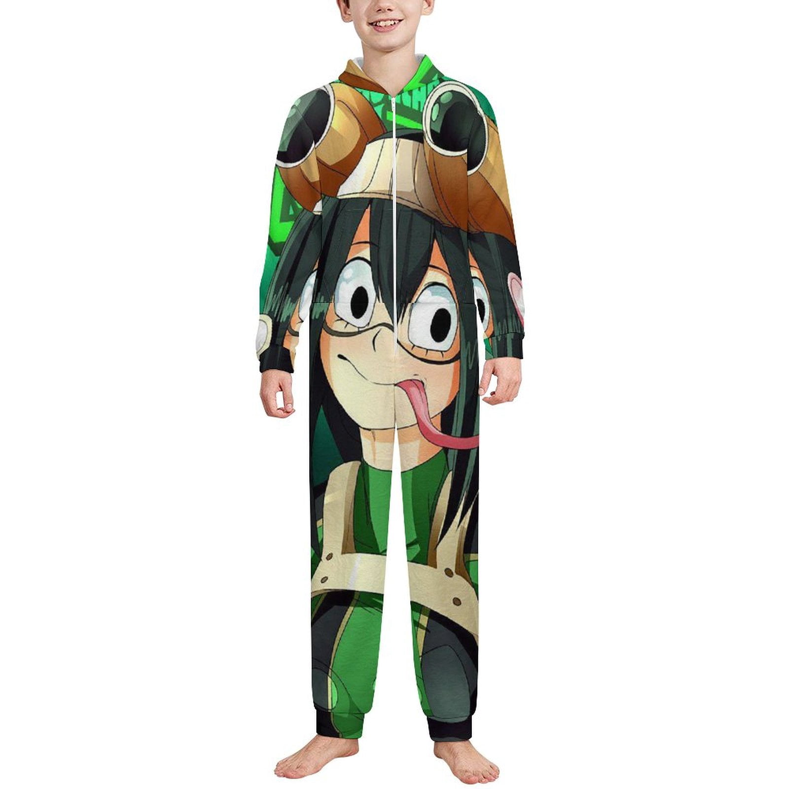 Tsuyu Asui Kids Hooded Union Suit Pajama Soft Comfy Kids PJs Sleepwear ...