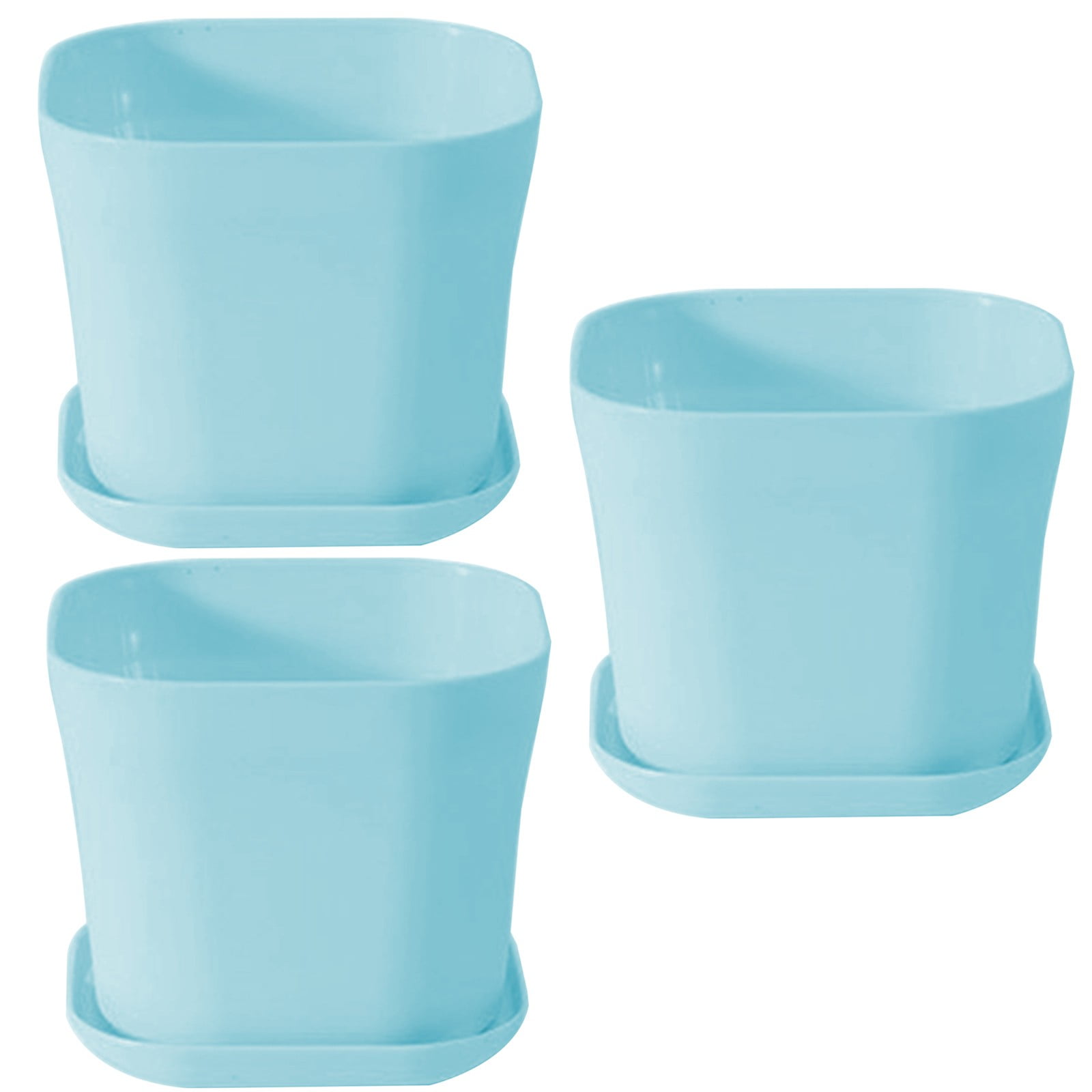 Tswift Basin Plastic Plant Pots for Plants with Saucers Indoor Set Of 3 ...