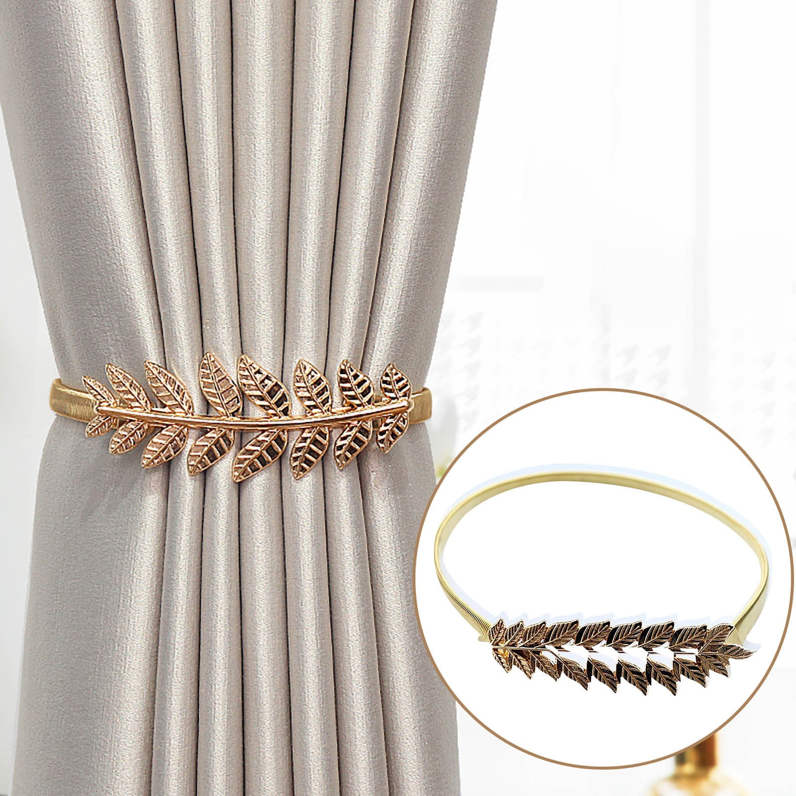 Tswift New Style Curtain Metal Tie Rope Leaf Curtain Tie Rope, Rope ...